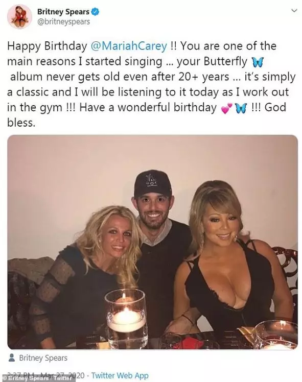 Mariah Carey recibe un emotivo desexo de aniversario de Britney Spears 23171_1
