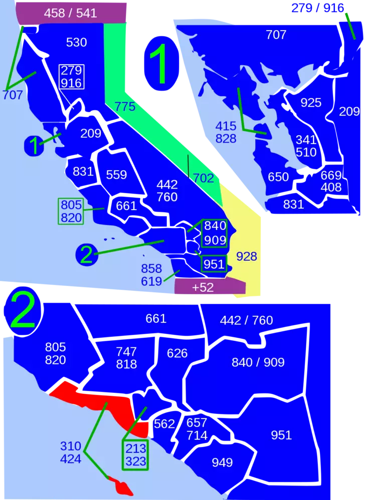 California Area Code - O nai Fa'amatalaga Taua e uiga i Lenei Eria 2374_1