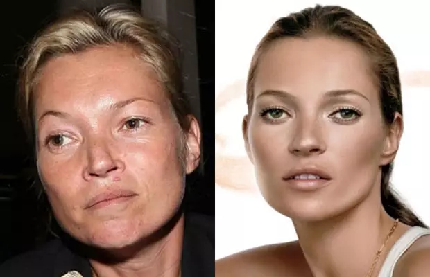 ¡Sorpresa desagradable! Kate Moss se ve diferente antes y después de la aerografía 31012_2