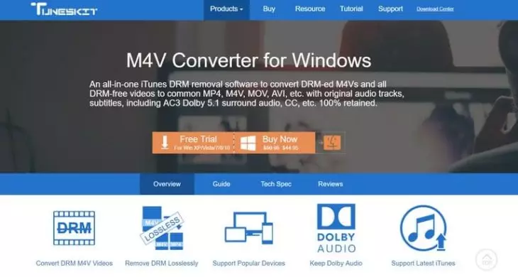 Vekolîna TunesKit M4V Converter ji bo Windows 50332_1